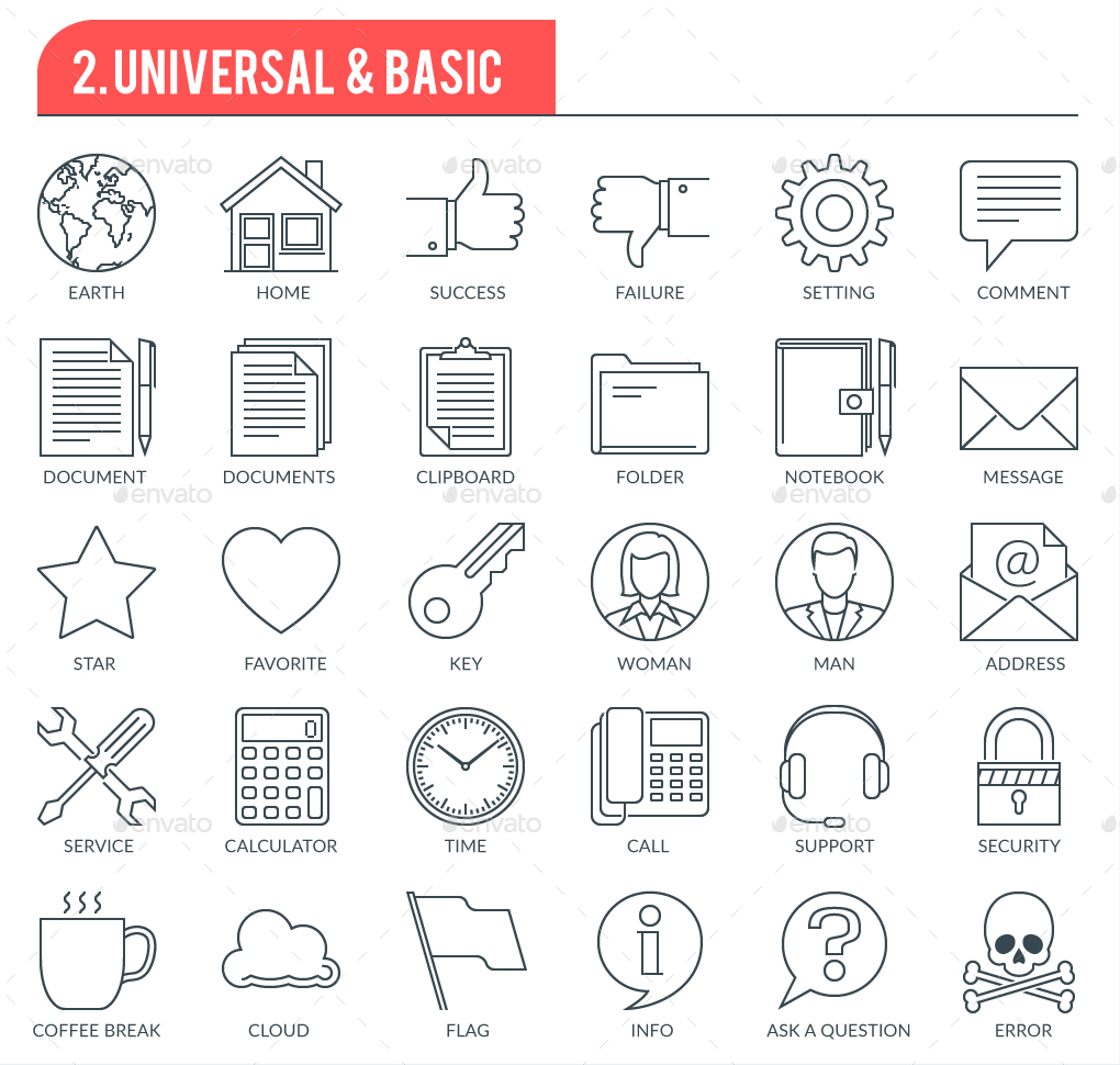 Outline Icons Pack, Icons | GraphicRiver