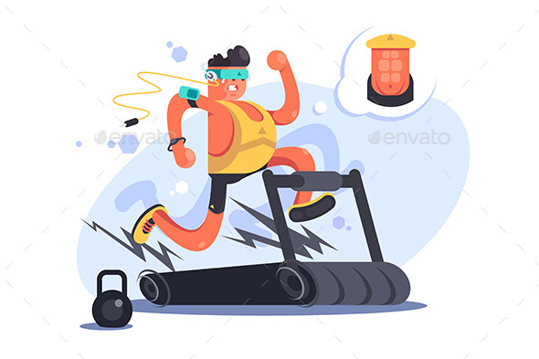 Cartoon Man Running Fast