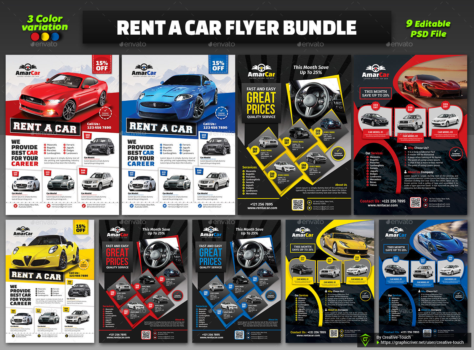 Rent a Car Flyer Bundle, Print Templates | GraphicRiver