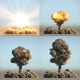Nuclear Explosion on Blue Background, Graphics | GraphicRiver