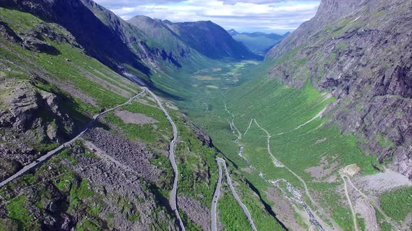 Trollstigen pass in Norway from above, Stock Footage | VideoHive