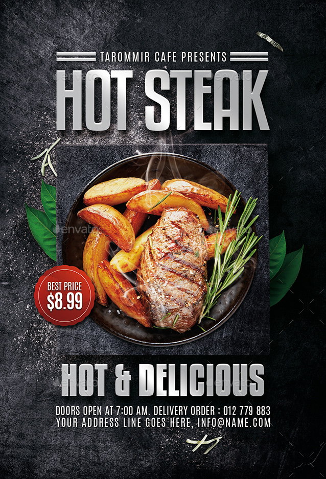 Hot Steak Flyer, Print Templates | GraphicRiver