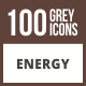 100 Energy Flat Greyscale Icons, Icons | GraphicRiver