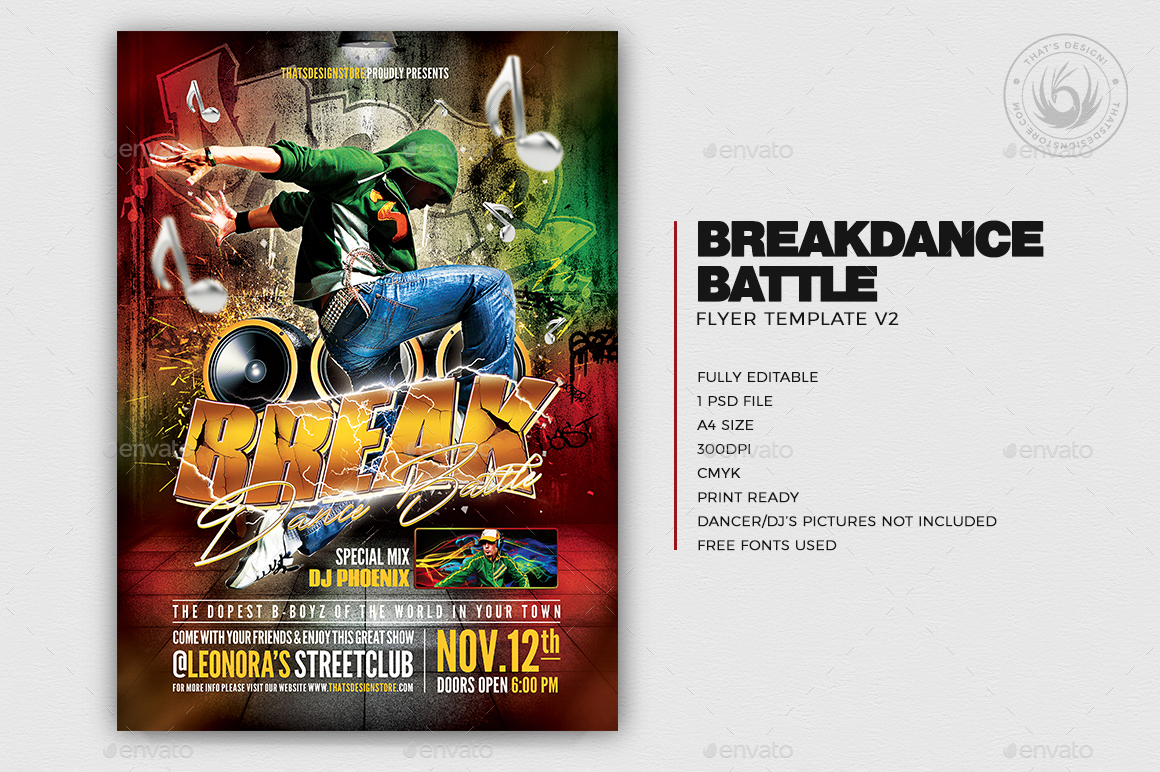 BreakDance Battle Flyer Template V2, Print Templates | GraphicRiver