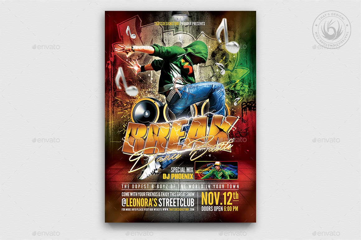 BreakDance Battle Flyer Template V2, Print Templates | GraphicRiver