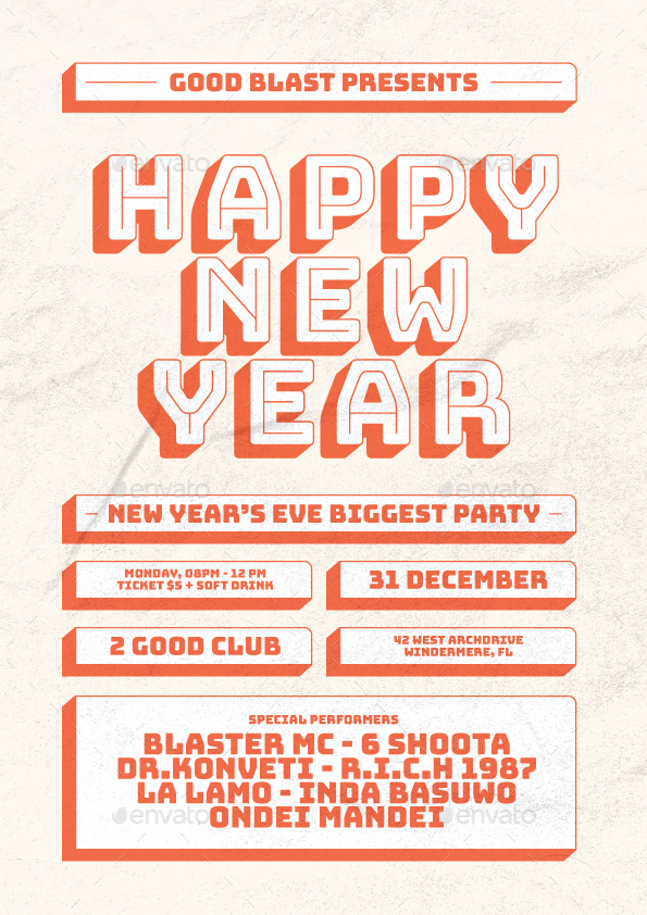 Retro New Year Flyer Set, Print Templates | GraphicRiver