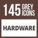 145 Hardware Flat Greyscale Icons by IconBunny | GraphicRiver
