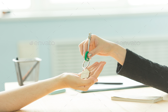 Business, realtor and real estate concept - Hand-to-hand key from new ...