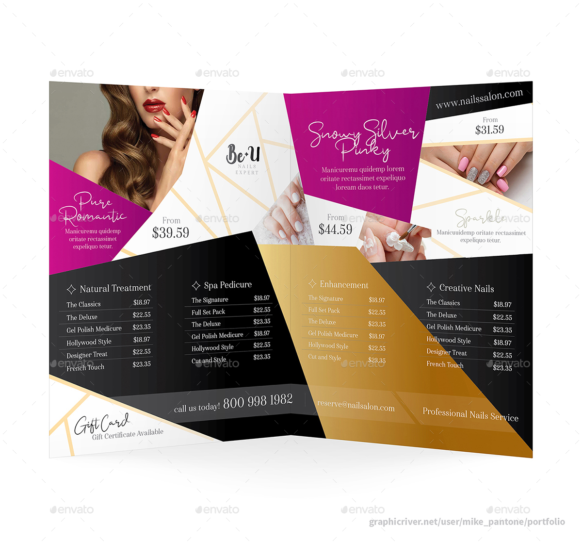 Nails Salon Bifold / Halffold Brochure 2, Print Templates | GraphicRiver