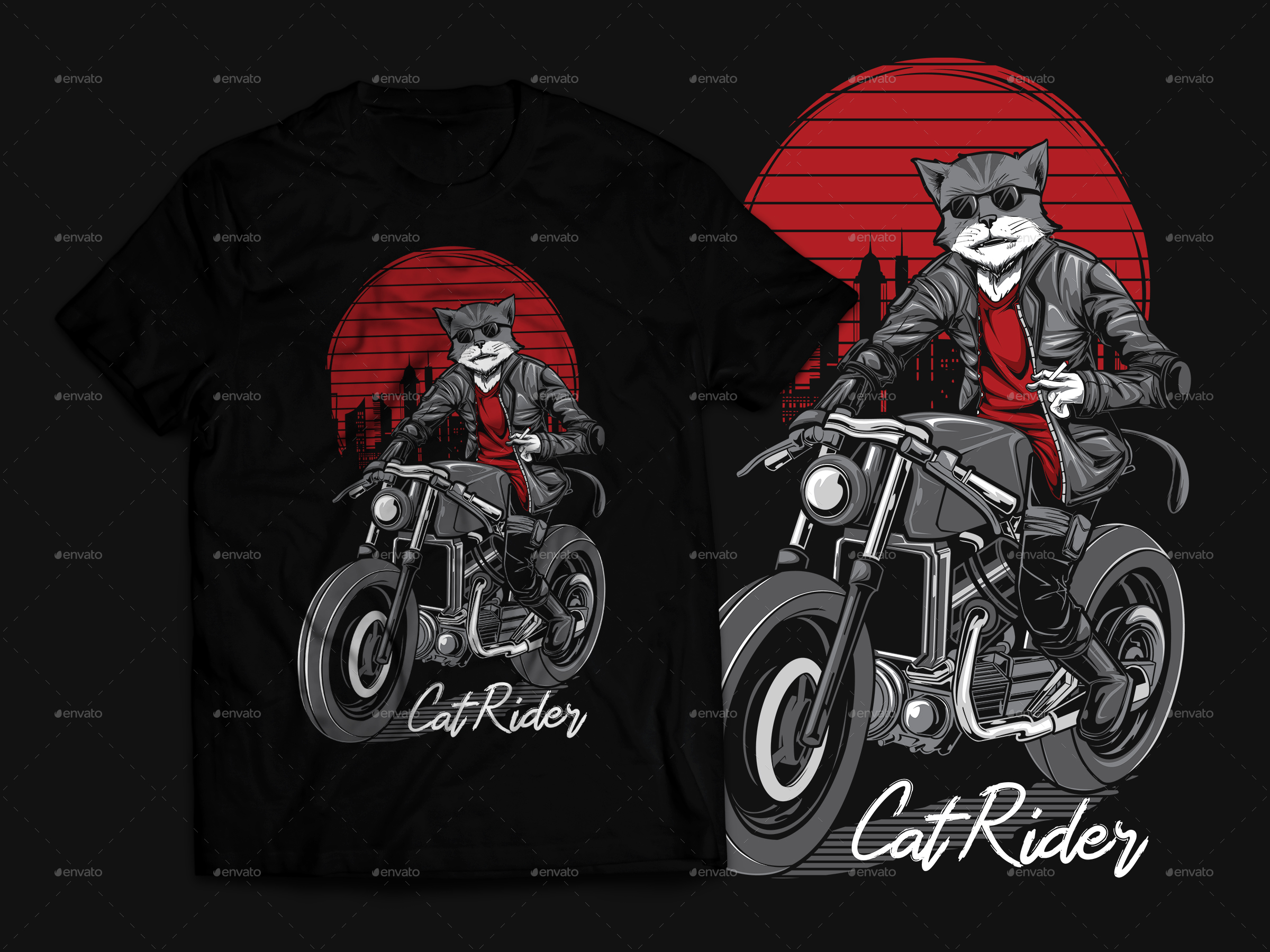 Cat Rider T-Shirt Design, T-Shirts | GraphicRiver