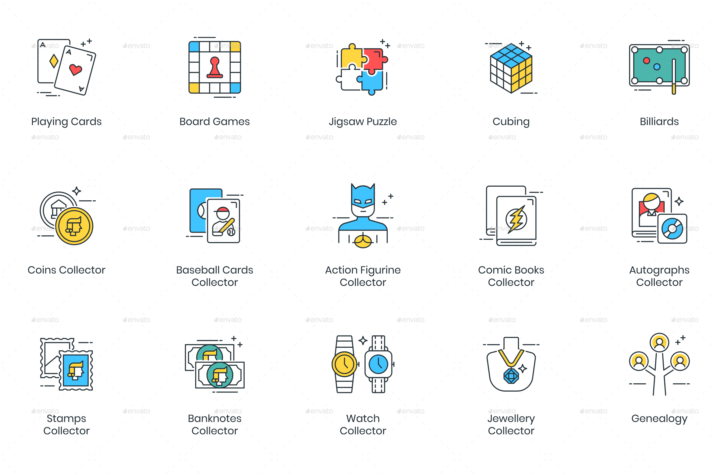 Modern Hobby Icons, Icons | GraphicRiver