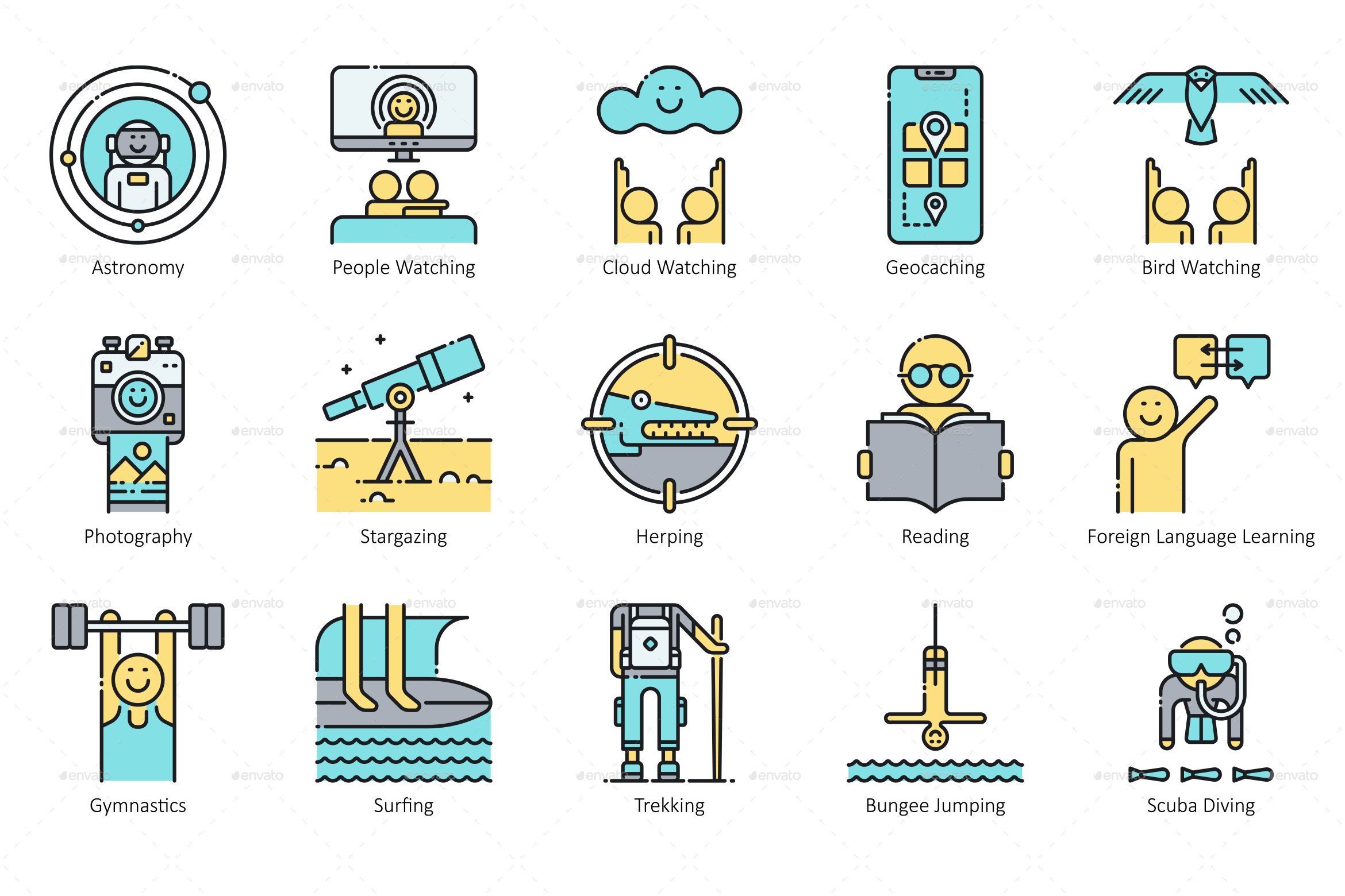Hobby Icons by Krafted | GraphicRiver