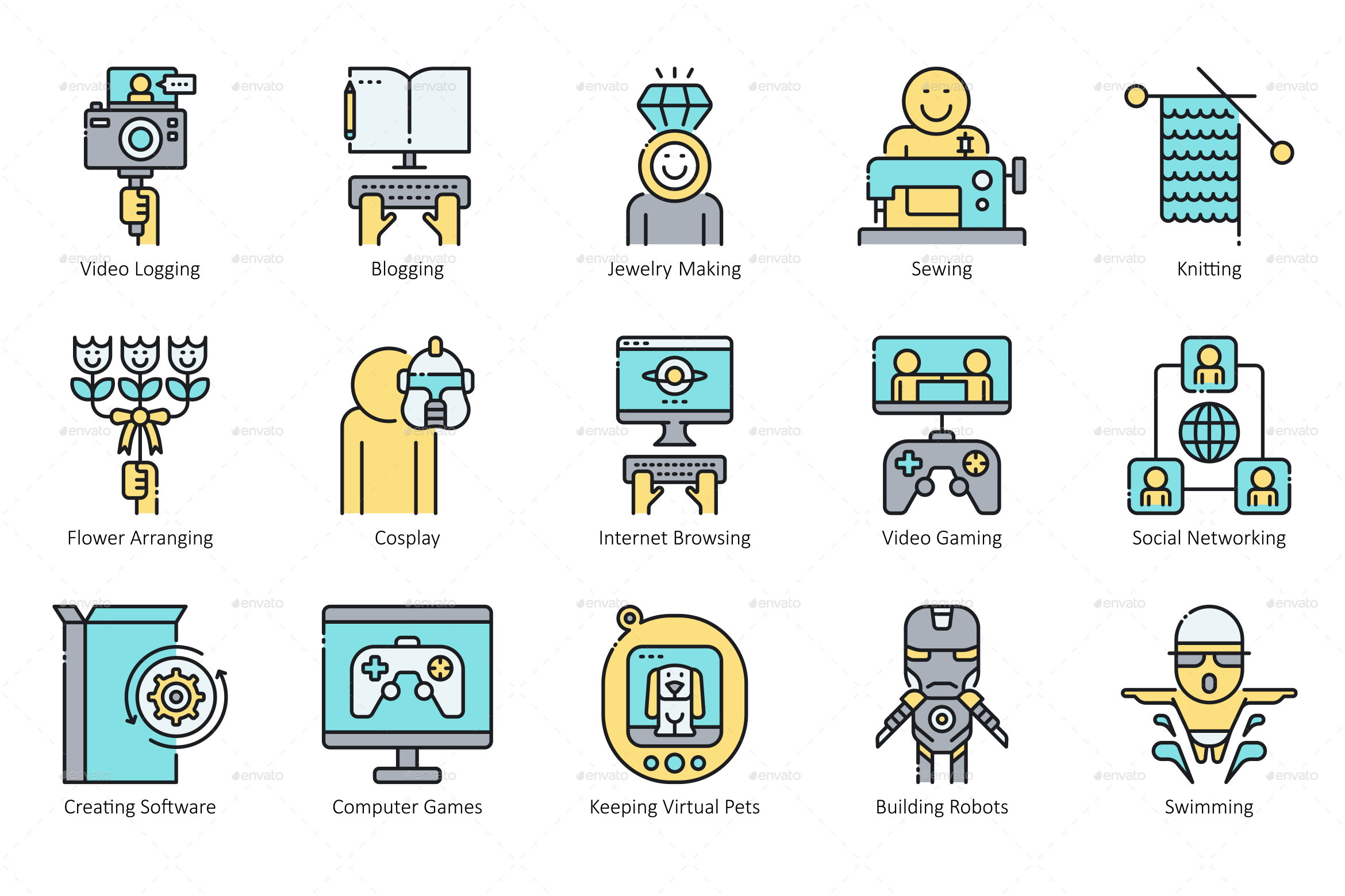 Hobby Icons, Icons | GraphicRiver