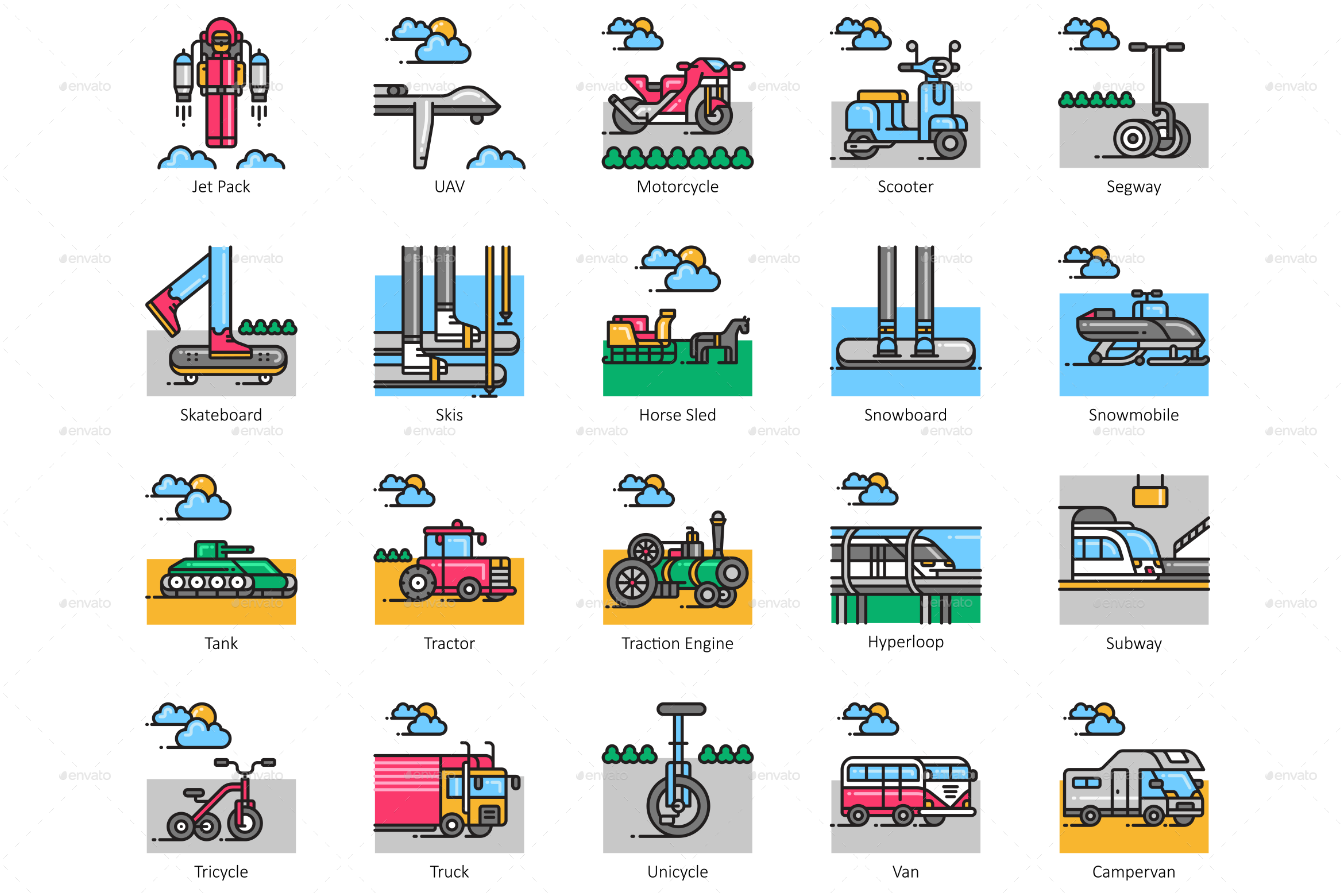 Transportation Icons, Icons | GraphicRiver