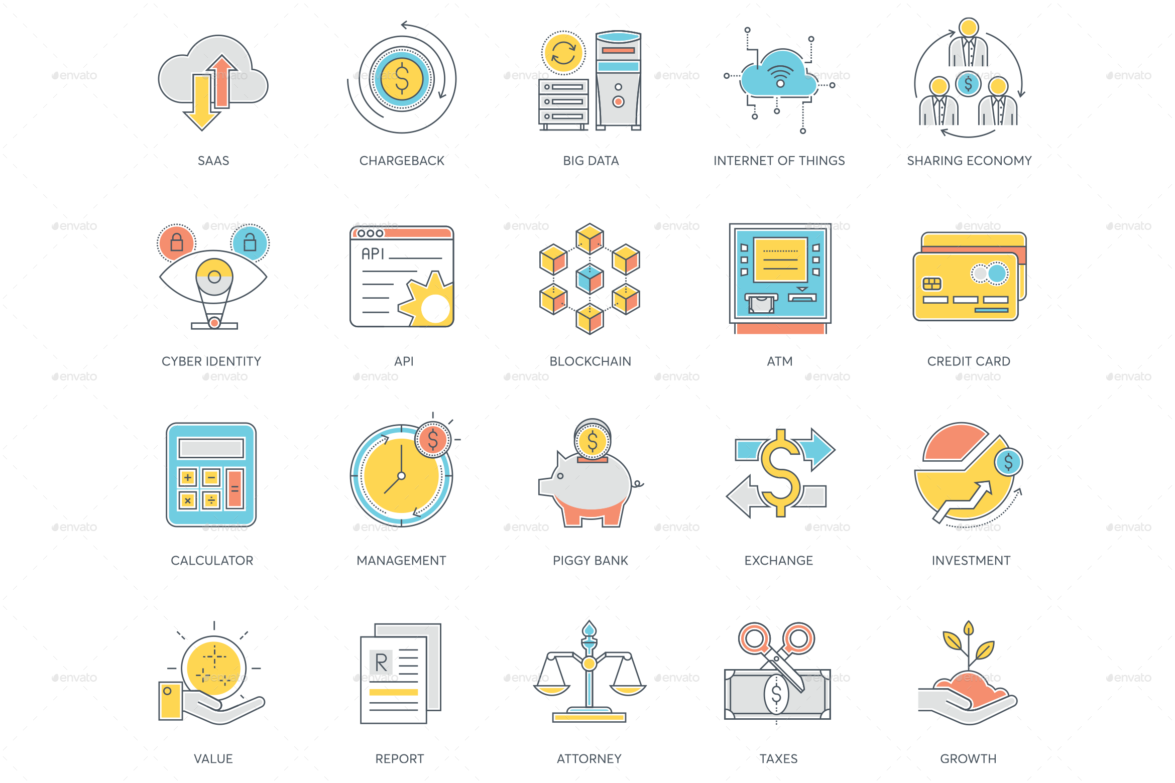 Fintech Icons, Icons | GraphicRiver