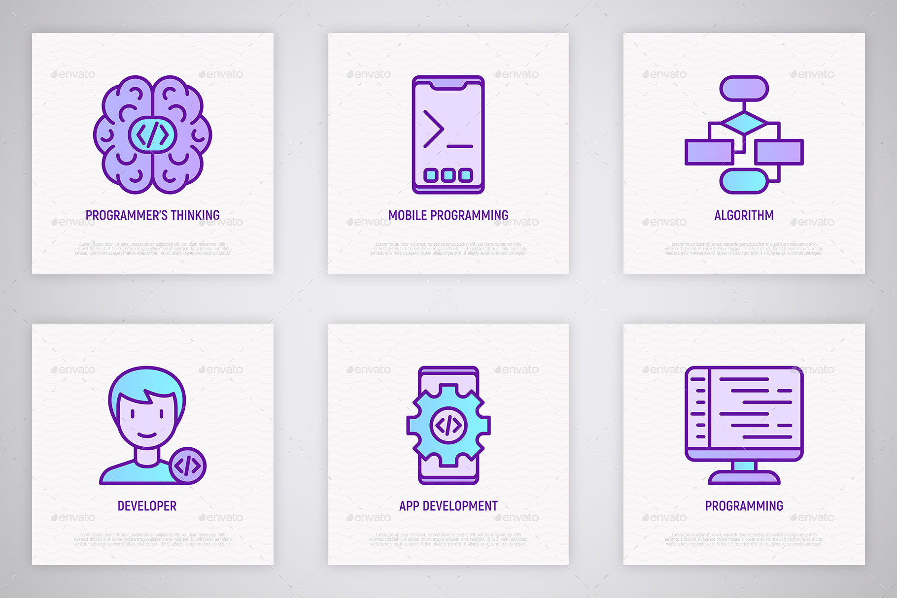 Programming | 16 Thin Line Icons Set, Icons | GraphicRiver