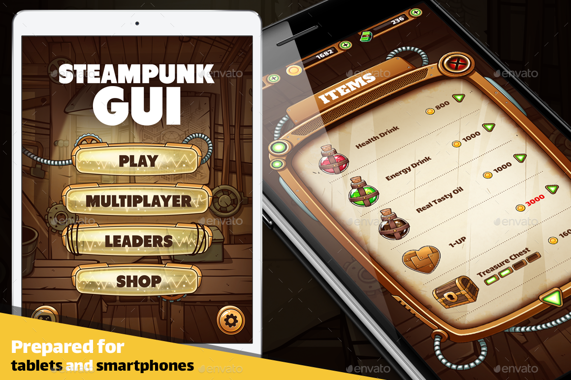 Steampunk Game GUI, Game Assets | GraphicRiver