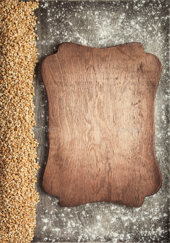 wheat grains and sign board Stock Photo by seregam | PhotoDune