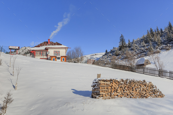 traditional house in Fundatica village, Romania Stock Photo by porojnicu