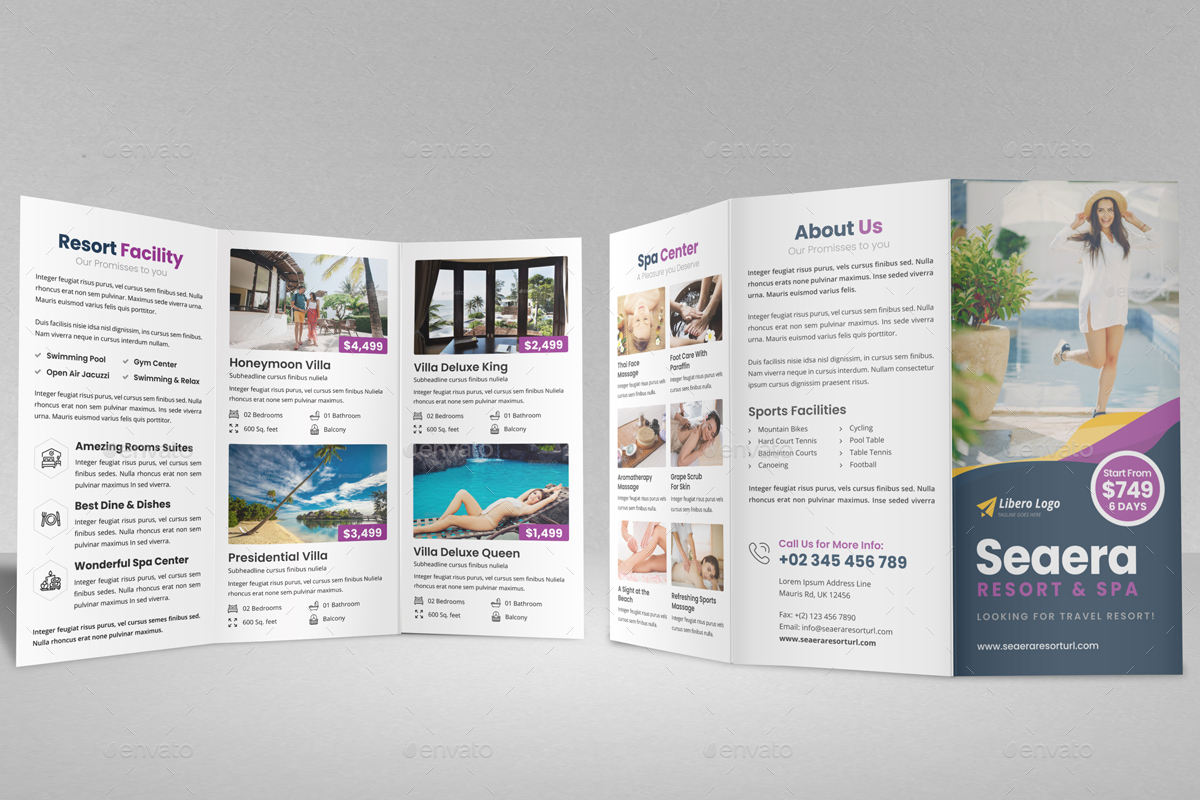 Travel Resort Trifold Brochure Design v2, Print Templates | GraphicRiver