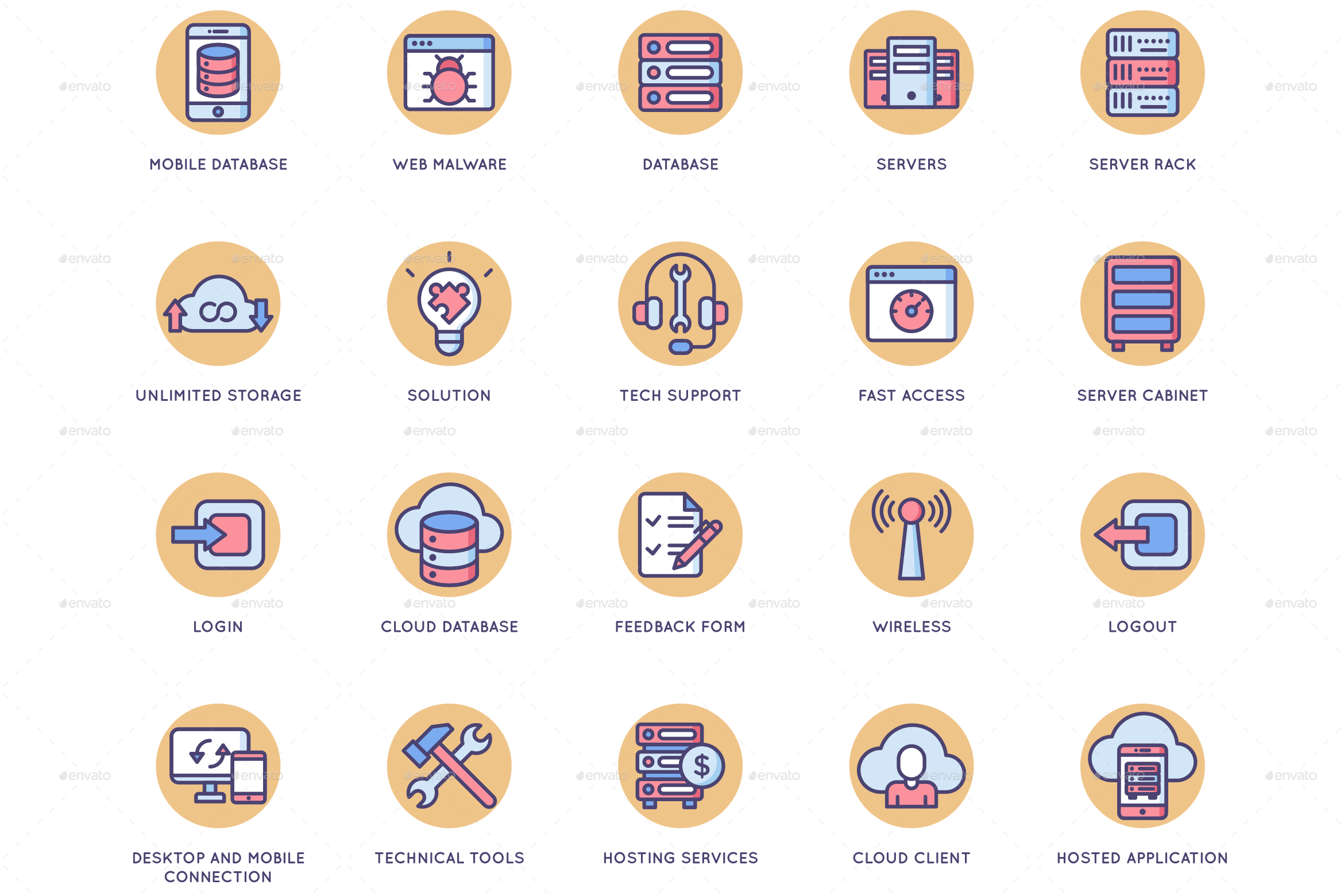Web Hosting Icons, Icons | GraphicRiver