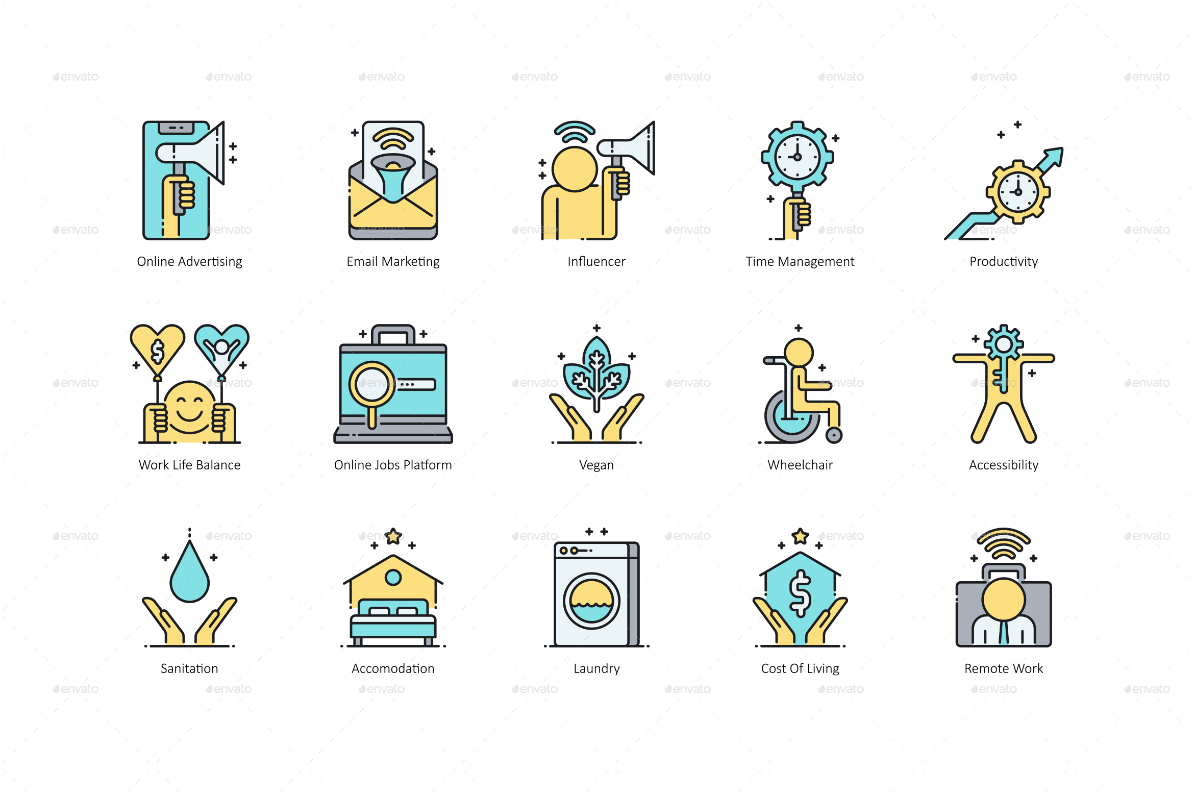 Digital Nomad Icons, Icons | GraphicRiver