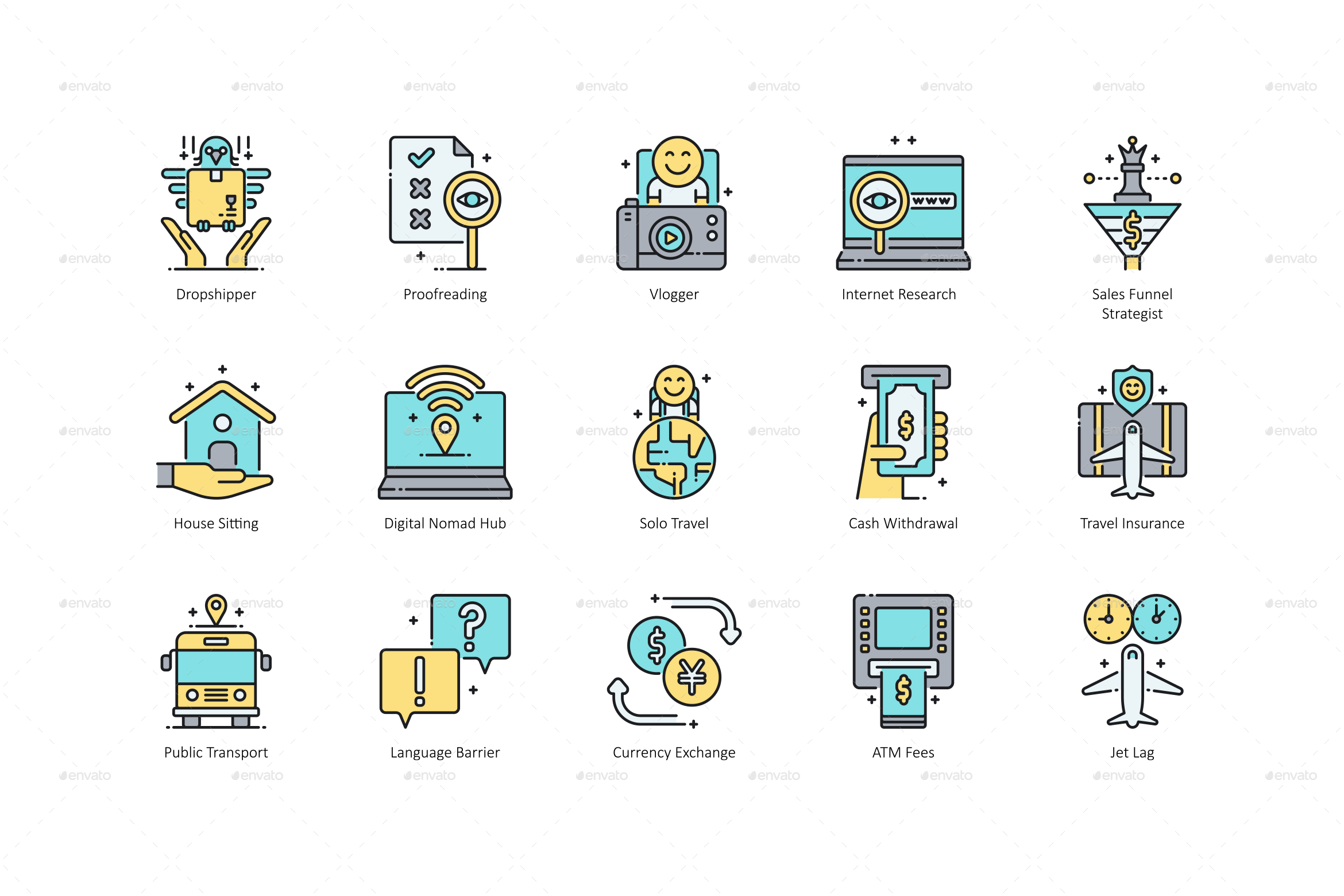Digital Nomad Icons, Icons | GraphicRiver