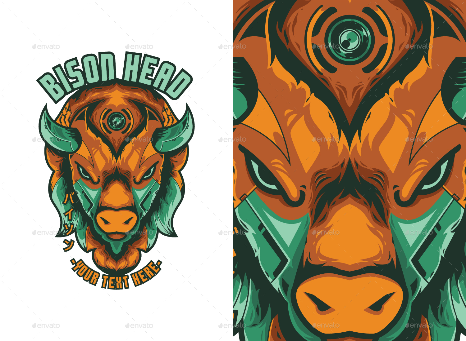 Bison Head T-Shirt Design, T-Shirts | GraphicRiver