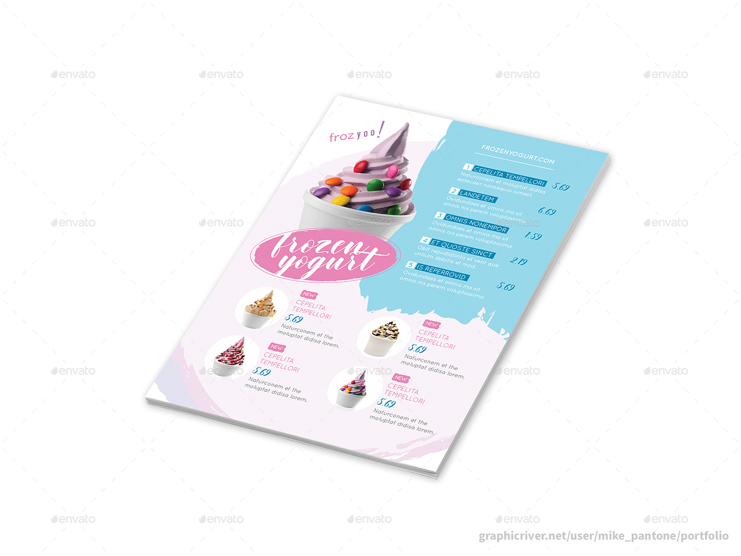 Frozen Yogurt Menu Flyers – 4 Options, Print Templates | GraphicRiver