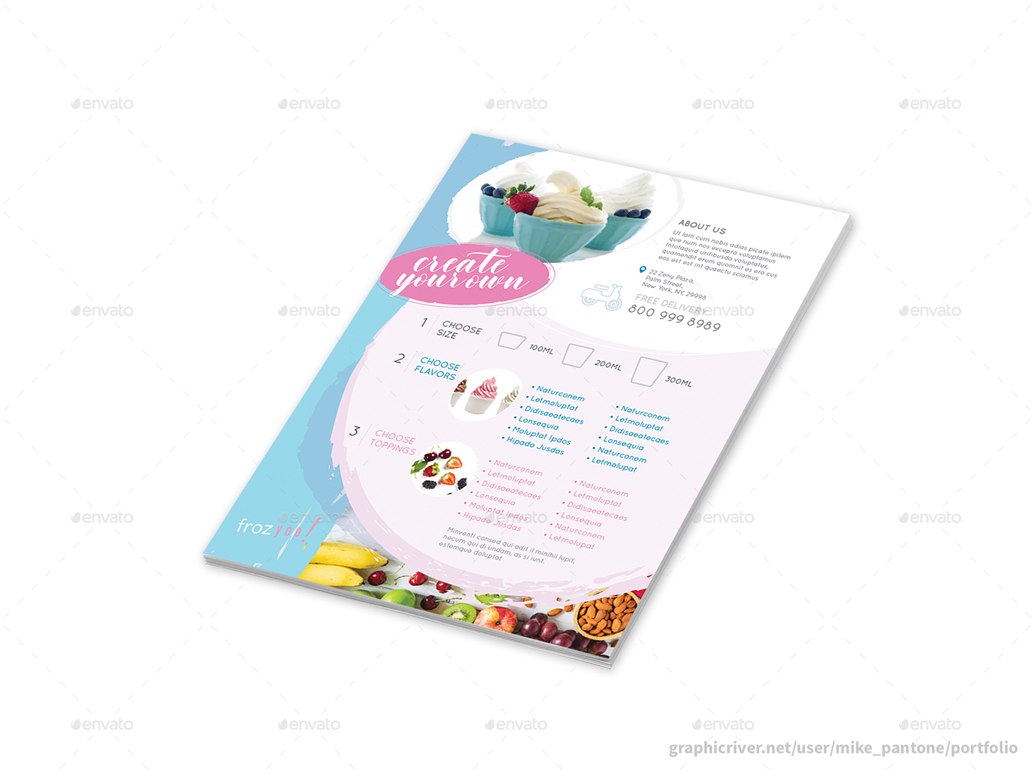 Frozen Yogurt Menu Flyers – 4 Options, Print Templates | GraphicRiver