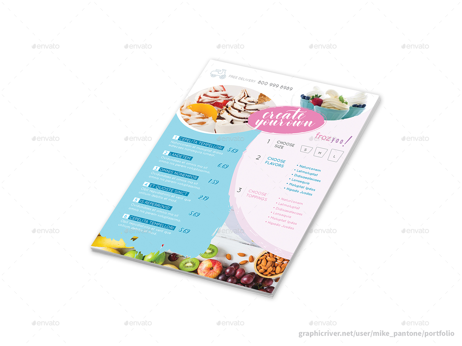 Frozen Yogurt Menu Flyers – 4 Options, Print Templates | GraphicRiver