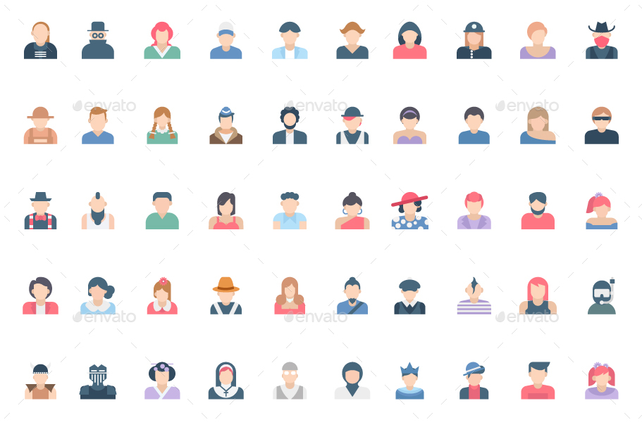 100 Avatar Color Vector Icons Pack, Icons | GraphicRiver