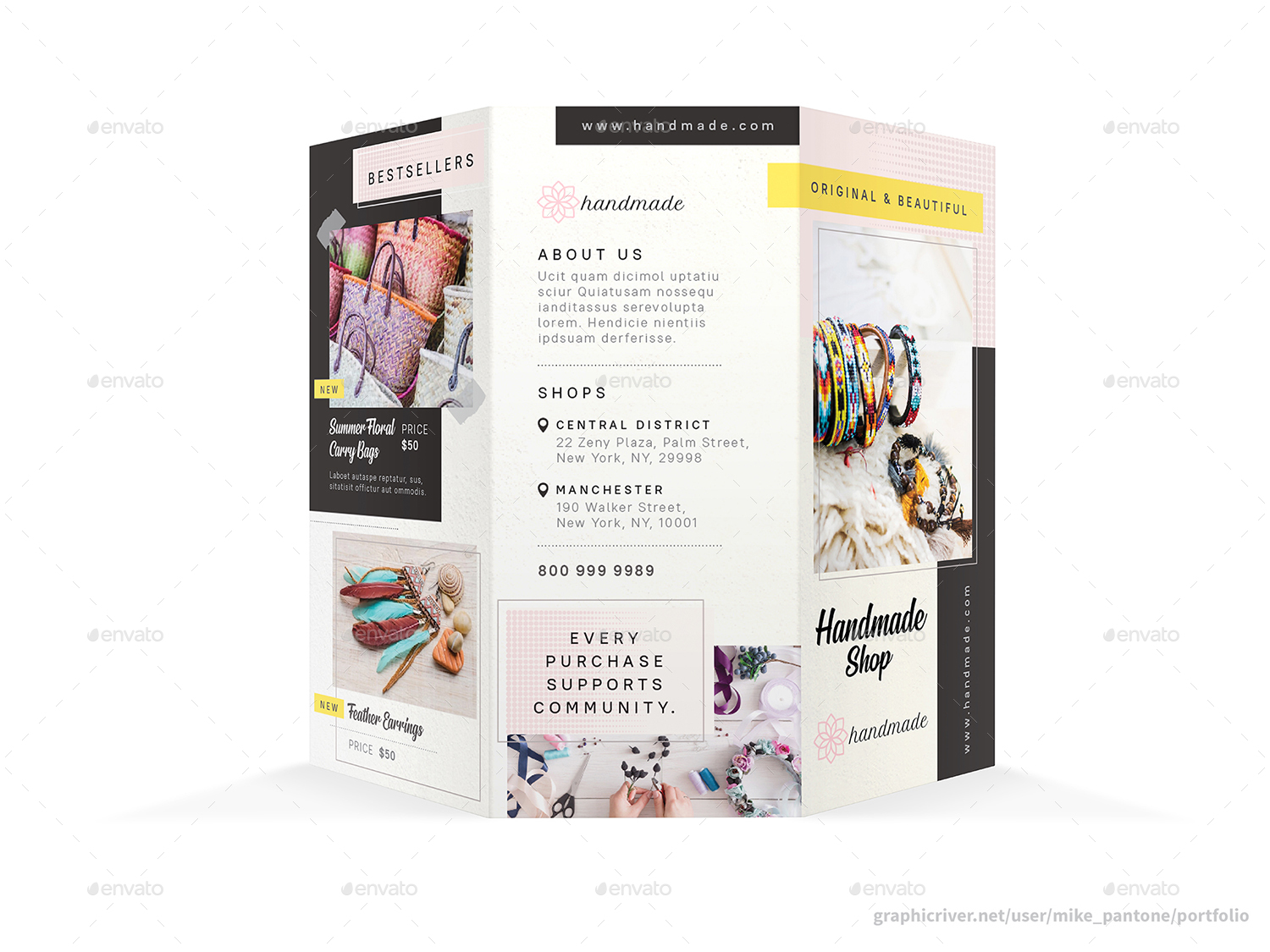 Handmade Shop Trifold Brochure 2, Print Templates | GraphicRiver