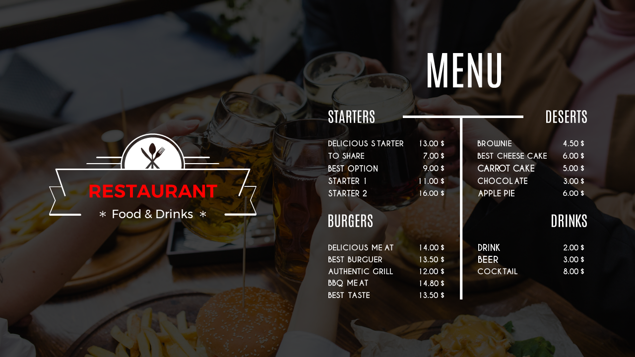 Food - Restaurant Powerpoint Template 2019, Presentation Templates