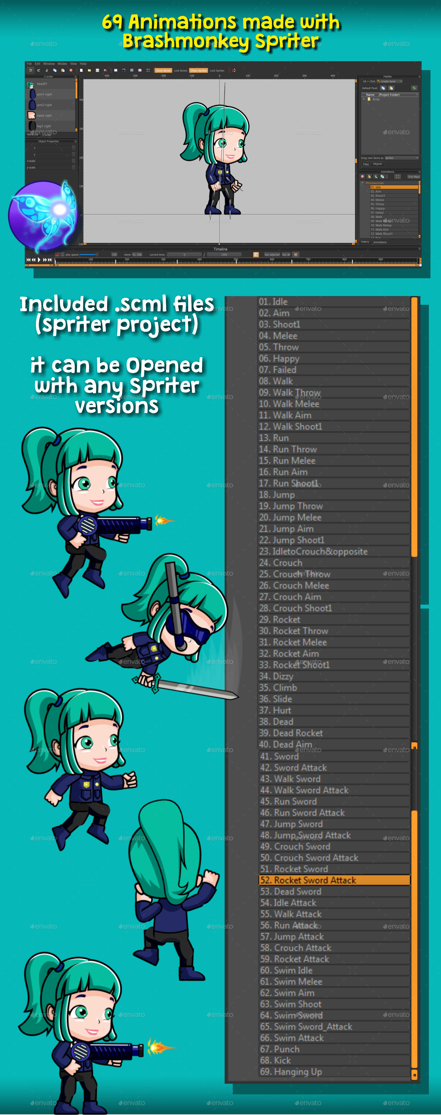 Police Woman 2D Game Character Sprite, Game Assets | GraphicRiver