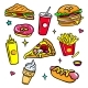 Fast Food - Colorful Vector Isolated Stickers Set, Vectors | GraphicRiver