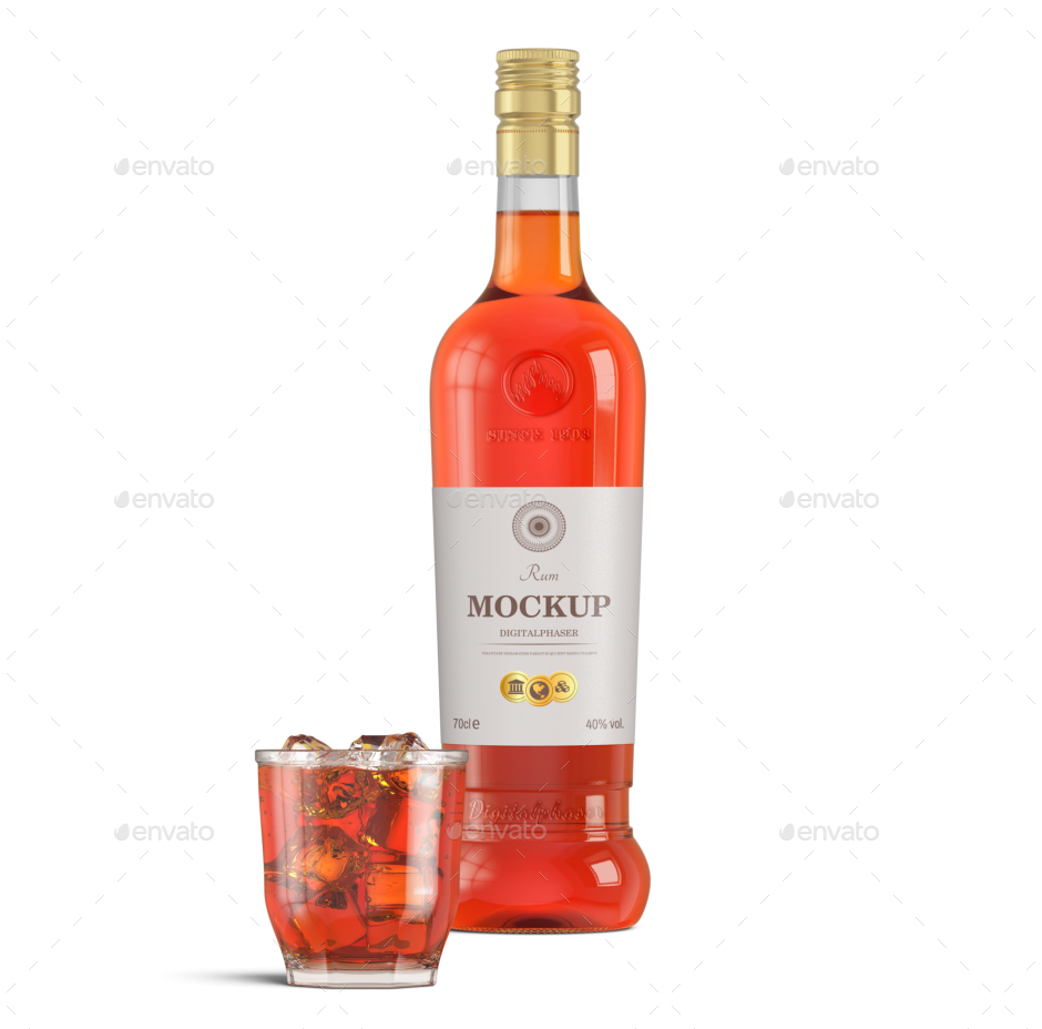 Rum Brandy Bottle Mockup, Graphics | GraphicRiver