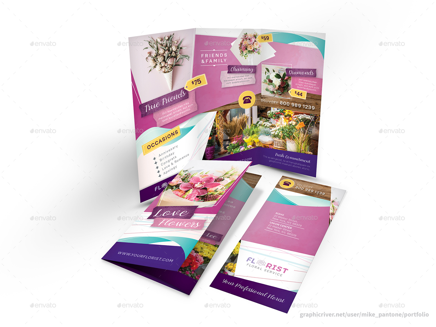 Florist Trifold Brochure 4, Print Templates | GraphicRiver