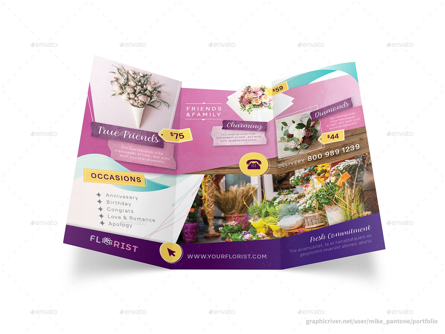 Florist Trifold Brochure 4, Print Templates | GraphicRiver