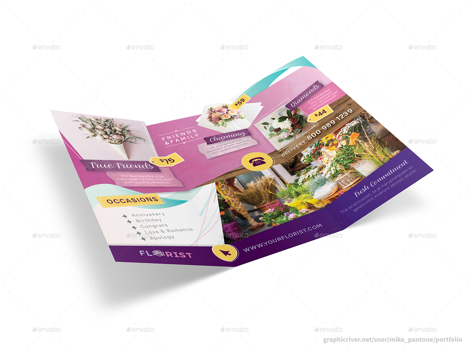 Florist Trifold Brochure 4, Print Templates | GraphicRiver