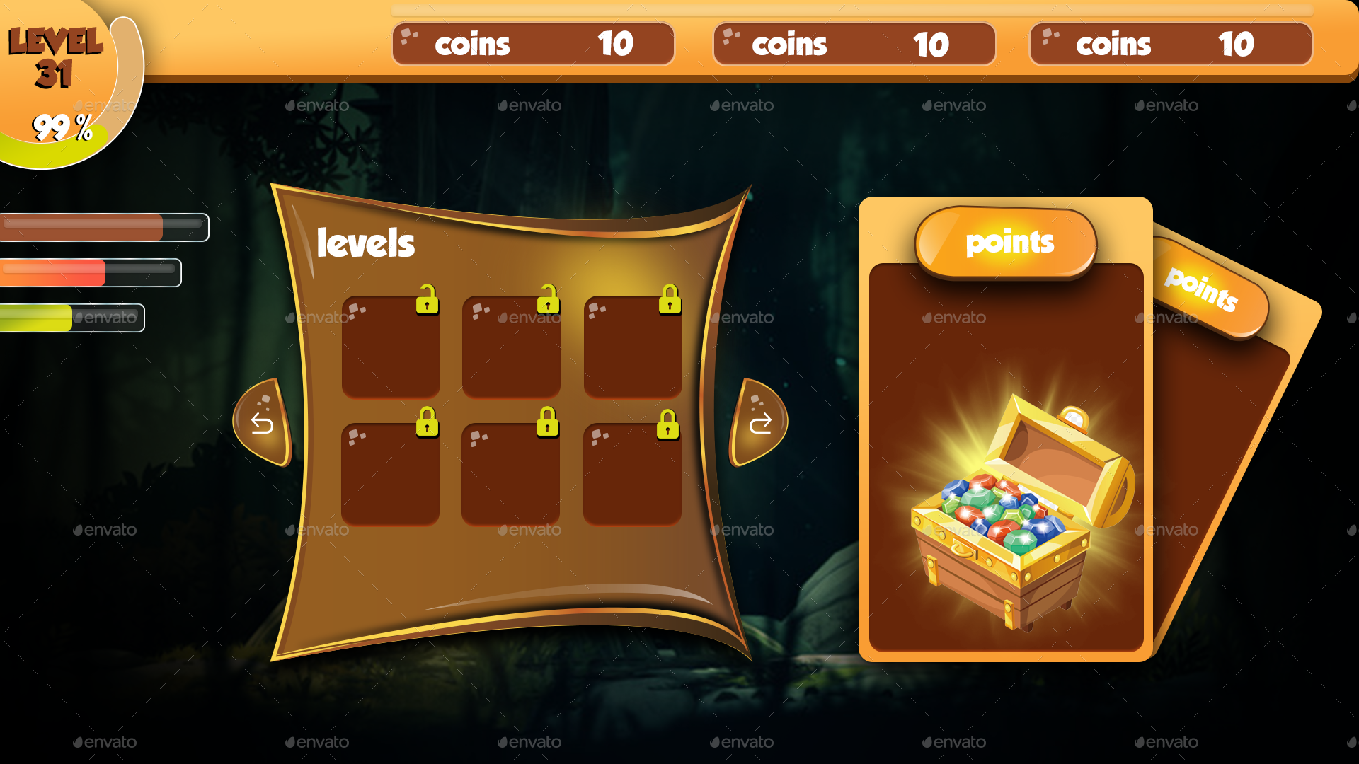 Forest Theme UI Pack - GUI Components, Game Assets | GraphicRiver