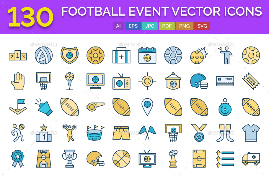 520 Football Event Vector Icons, Icons | GraphicRiver