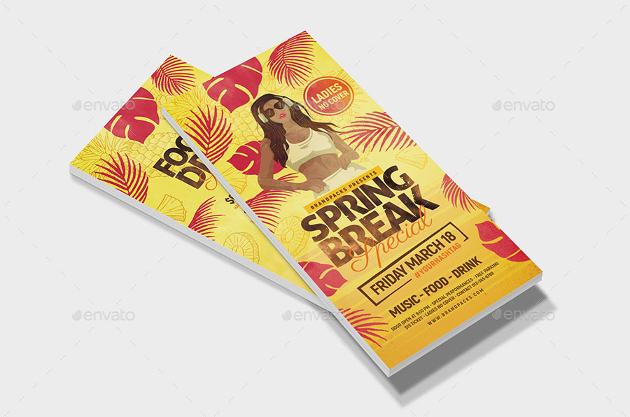 Spring Break DL Card Template, Print Templates | GraphicRiver
