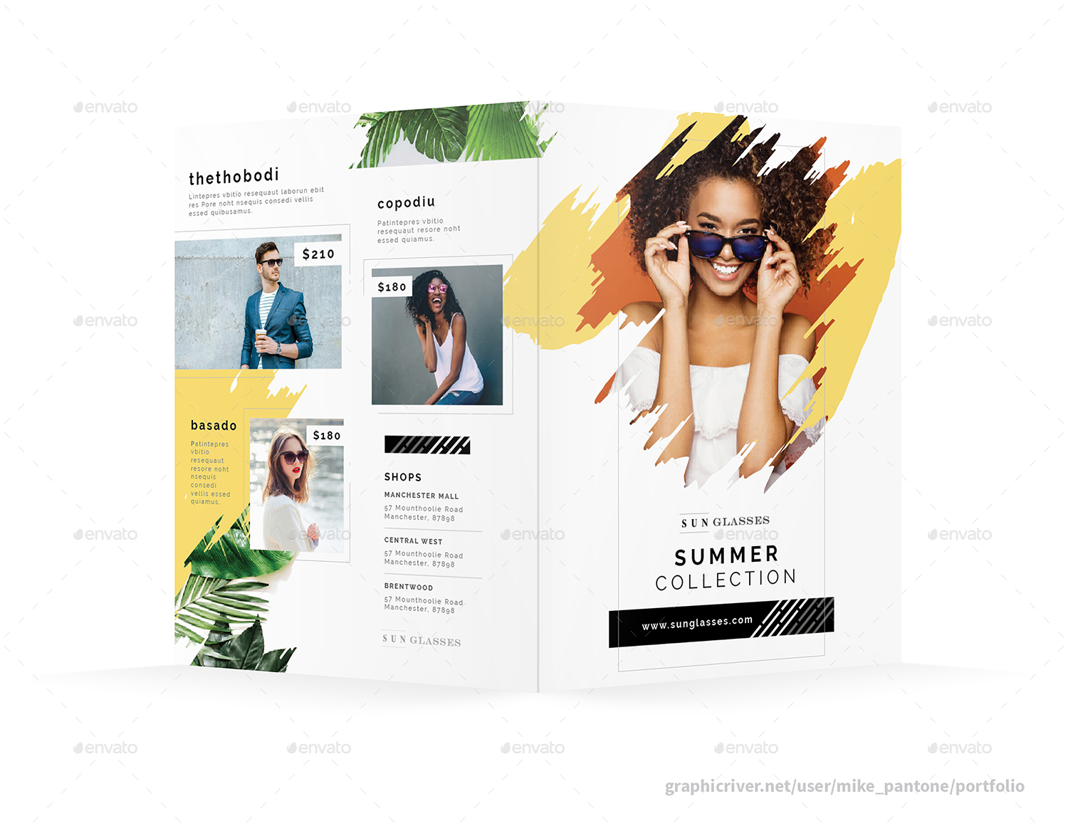 Sunglasses Store Bifold / Halffold Brochure, Print Templates | GraphicRiver