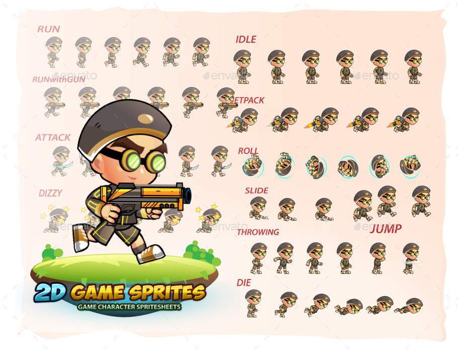 2D Game Character Sprites, Game Assets | GraphicRiver