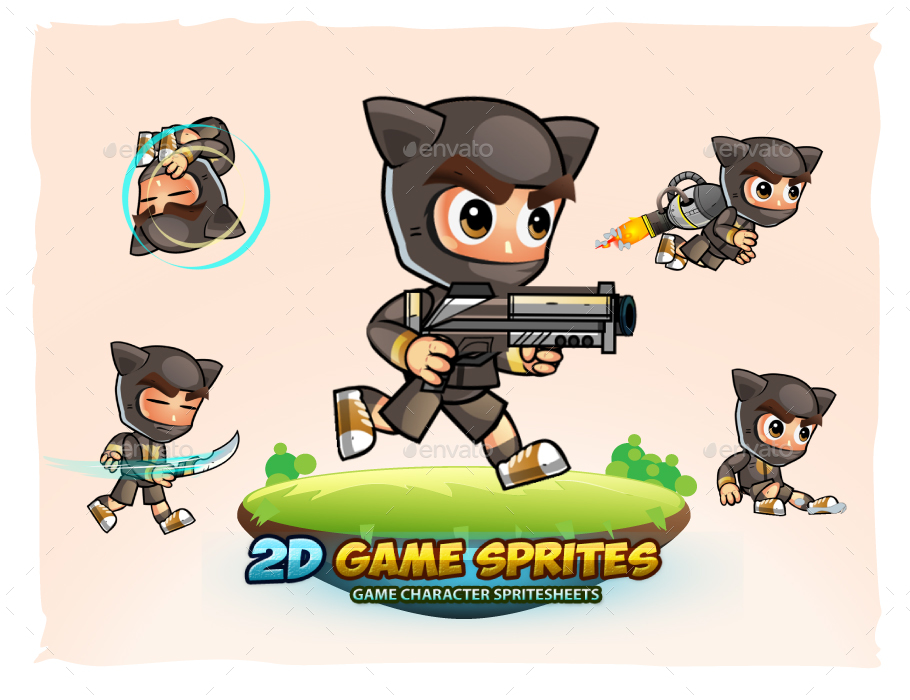 CatBoy 2D Game Sprites, Game Assets | GraphicRiver