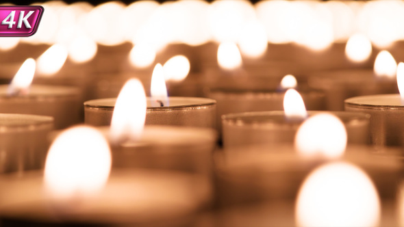 Romantic Fire A Large Number Of Candles, Stock Footage | VideoHive