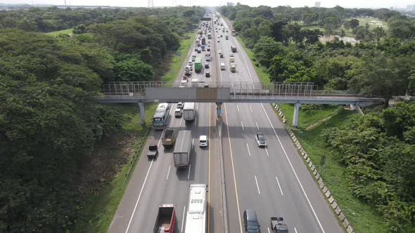 Aerial view of Indonesia Highway with busy traffic., Stock Footage