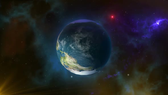 Upside down Earth spinning. View from space. 3D animation, Motion Graphics