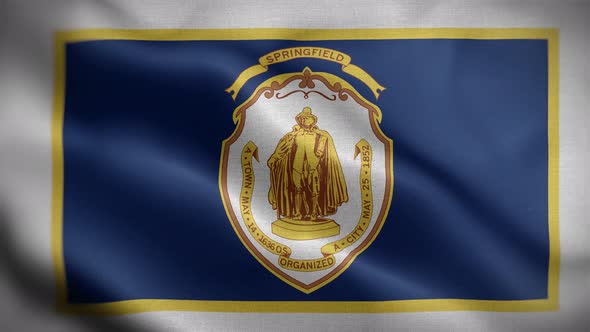 Springfield Massachusetts USA Flag Loop Background 4K, Motion Graphics